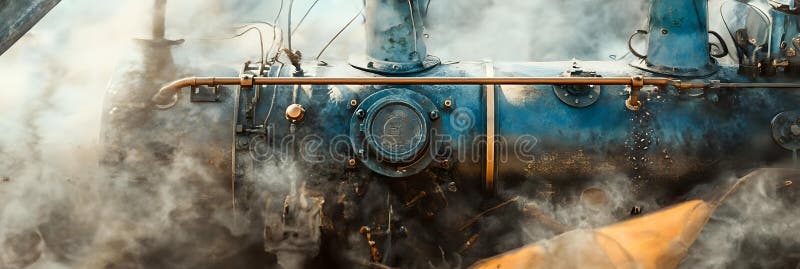 Close-up of Industrial Machine with Smoke Stock Illustration ...