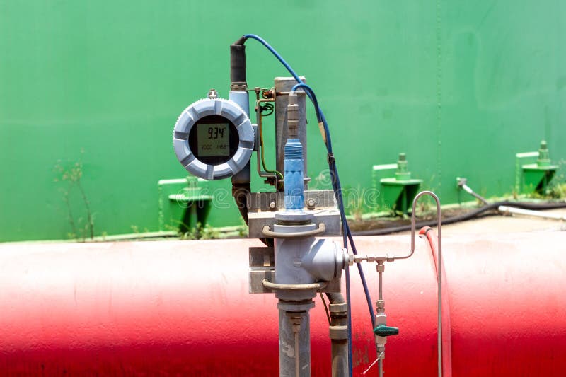 Close-up of Industrial Pressure Transmitter with Digital Display Stock ...