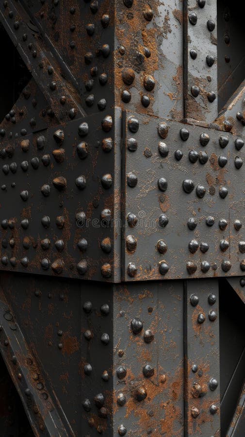 Close-up of Industrial Rusted Metal Structure with Rivets Stock Image ...