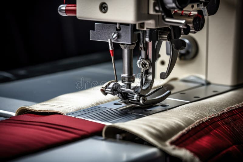 Close-up of an Industrial Sewing Machine Stitching Fabric Stock ...