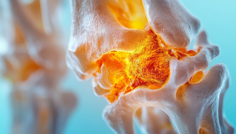 Close Up of an Inflamed Human Knee Joint with Visible Bone Structure on ...