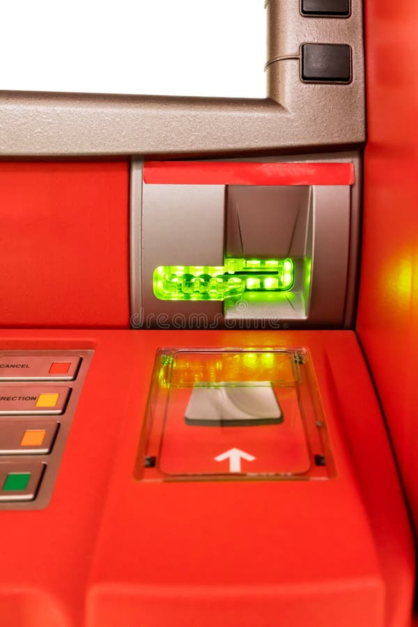 Close Up of Insert Panel for ATM Card with Green LED Light Up on Stock ...