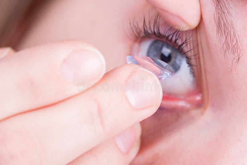 Close Up of Inserting a Contact Lens Stock Image - Image of medicine ...