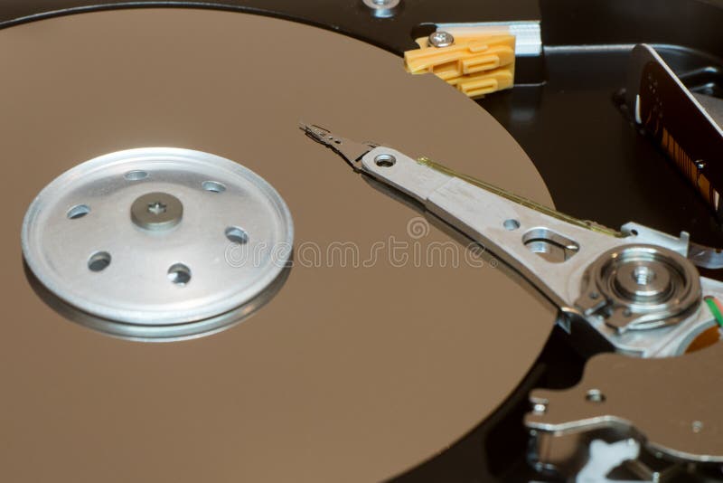 Close Up Inside of Computer Disk Drive HDD Stock Image - Image of ...