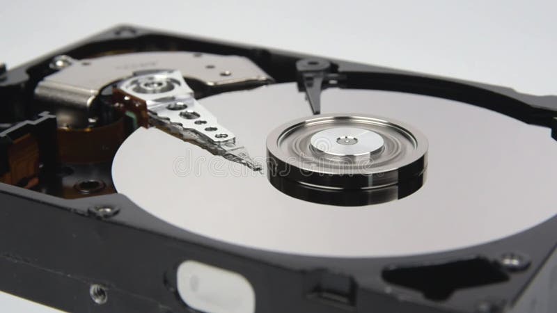 Close-up of the Inside of a Computer Hard Disk Doing Reading and ...