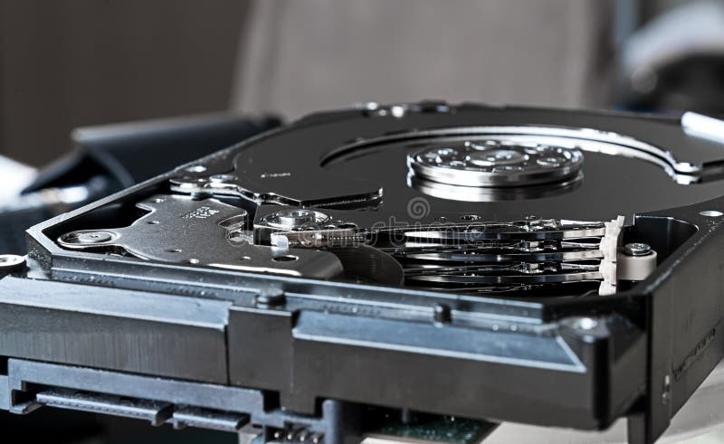 Close Up Inside of Computer Hard Disk Drive Stock Image - Image of ...