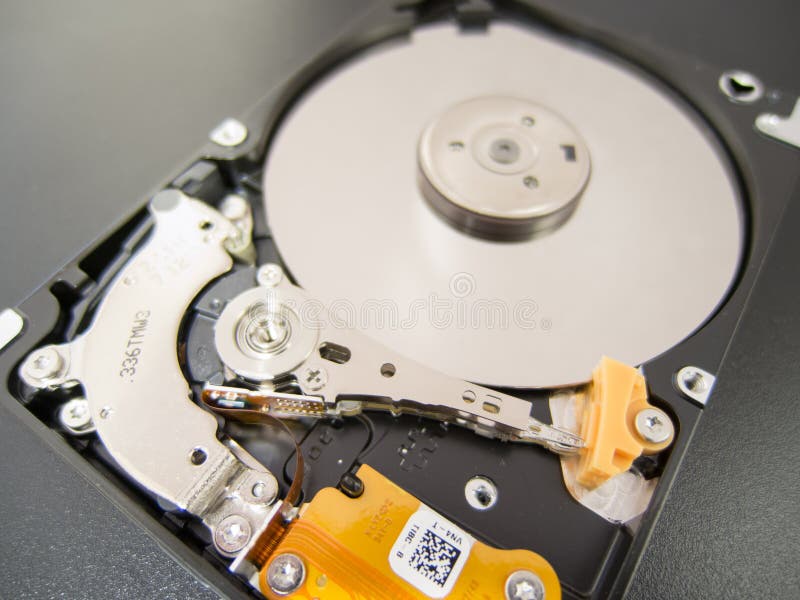Close Up on the Inside of a Hard Disk Drive Stock Image - Image of disk ...
