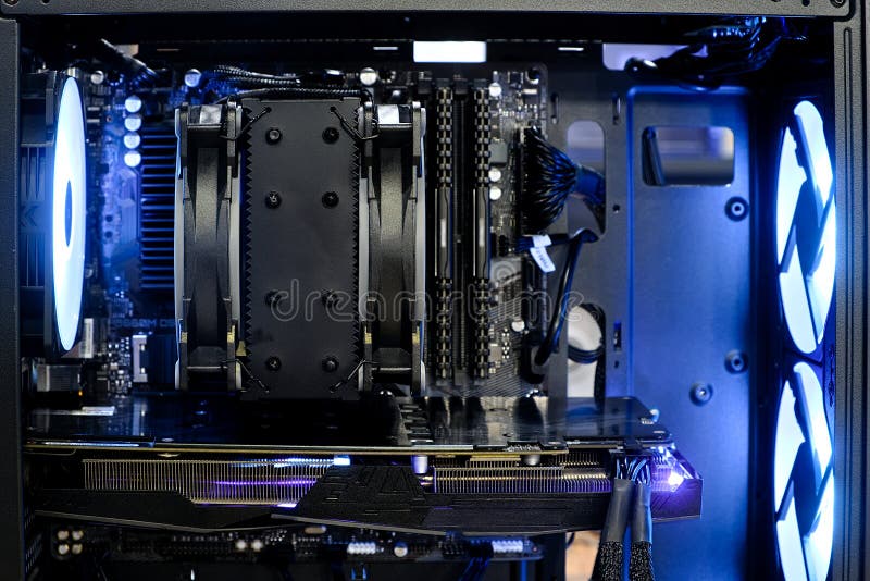Inside High Performance Computer Desktop with Heatsink and Fan Cooling ...