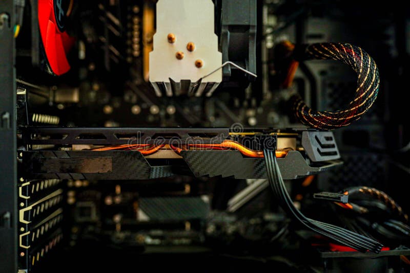 Close-up and Inside High Performance Desktop PC and Cooling System on ...
