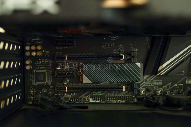 Close-up and Inside High Performance Desktop PC and Cooling System on ...