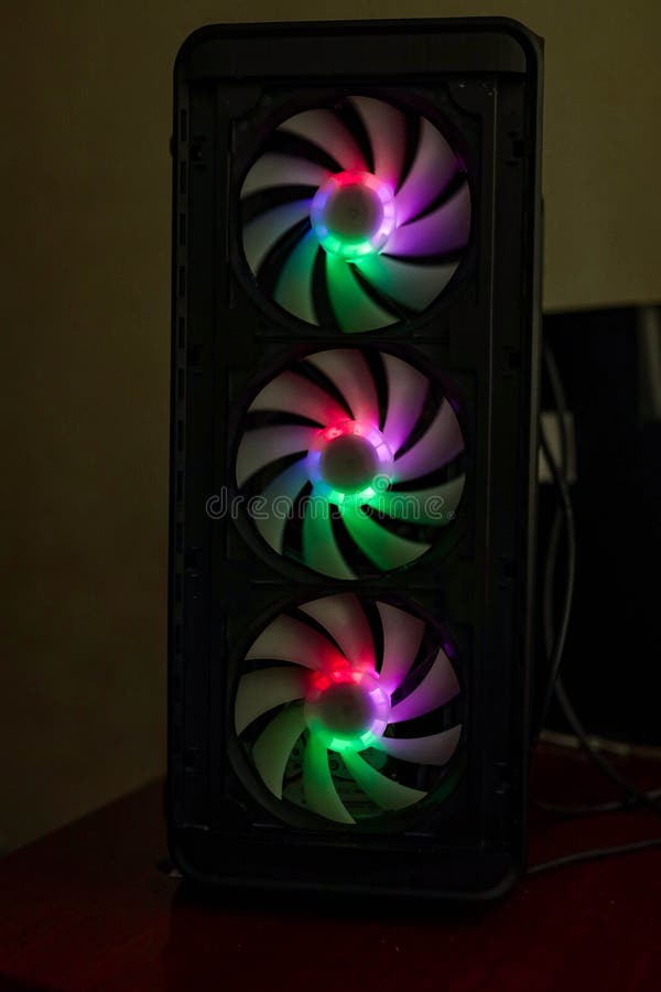 Close-up and Inside High Performance Desktop PC and Cooling System on ...