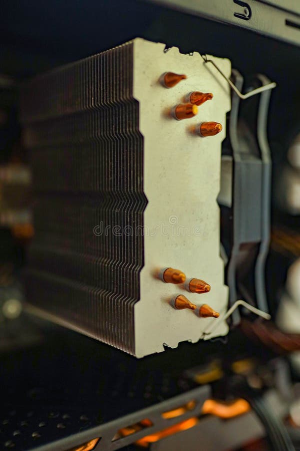 Close-up and Inside High Performance Desktop PC and Cooling System on ...