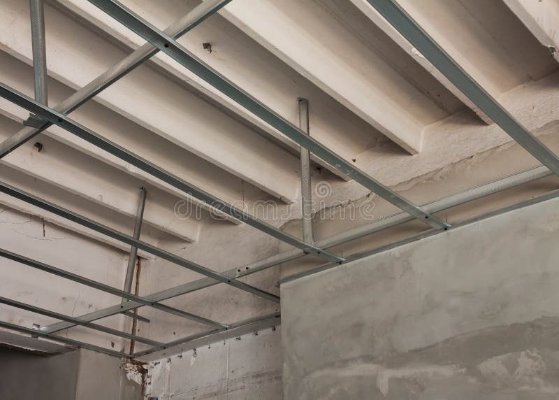 C-line Aluminum Ceiling Structure Work Stock Image - Image of ...