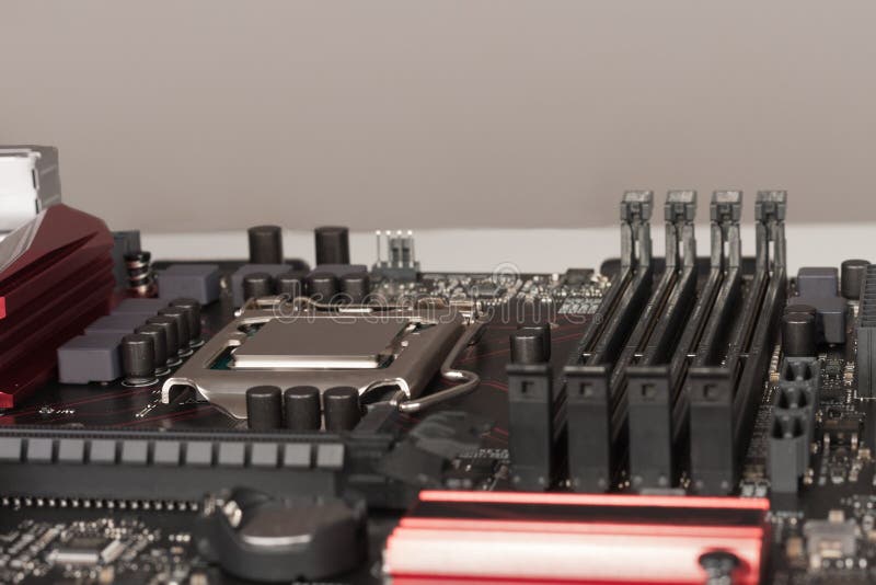 Close Up of Installed CPU Processor on Modern, New, Gaming Motherboard ...