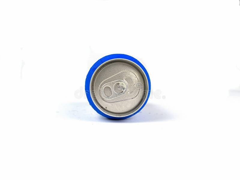 Close Up of Insulated Blue Cold Drink Cans in White Background Stock ...