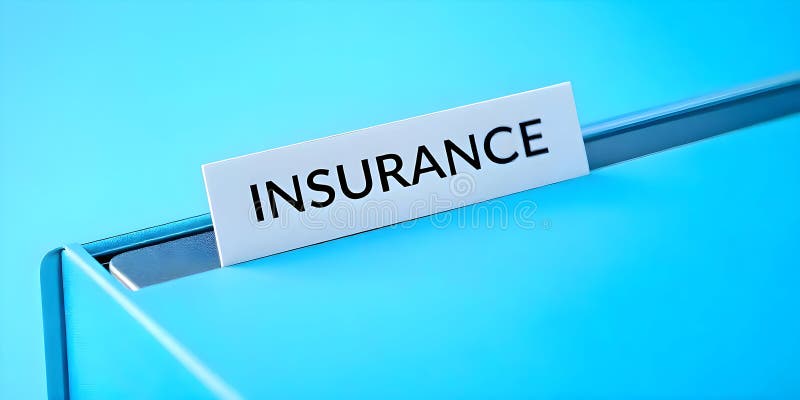 Close-Up of an INSURANCE Tab on a Blue File Folder Stock Illustration ...
