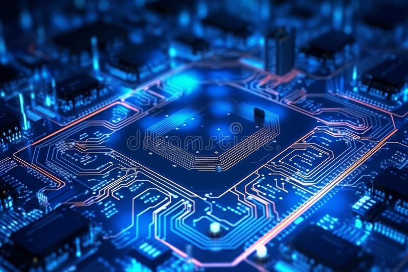 Close-up of an Integrated Circuit with Space for a Chip, Generative Ai ...