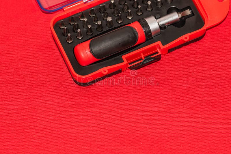 Close Up of Interchangeable Screwdriver Set with Different Types of ...