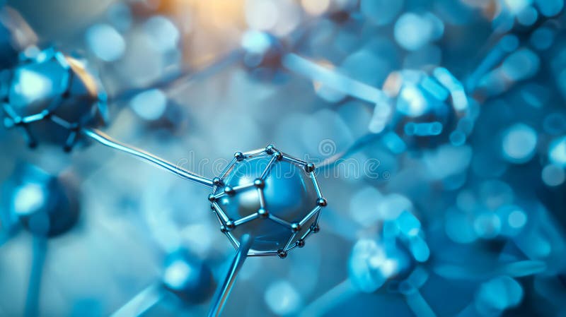 Close-up of Interconnected Blue Molecular Structures, Representing the ...