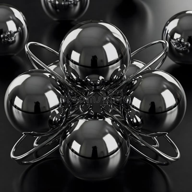 A Close-up of Interconnected, Reflective Metal Spheres Arranged in a ...