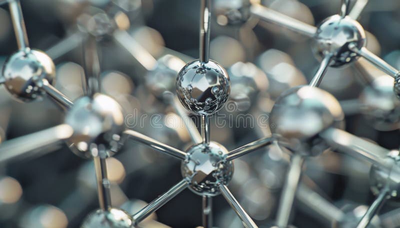 Close-up of Interconnected Silver Atoms in a Molecular Structure Stock ...