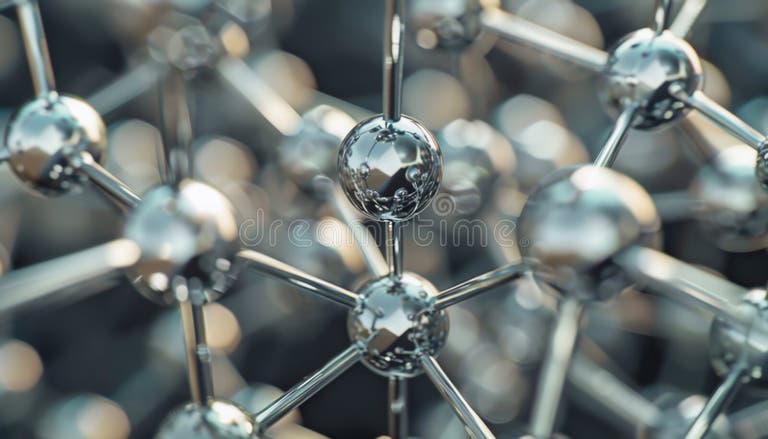 Close-up of Interconnected Silver Atoms in a Molecular Structure Stock ...