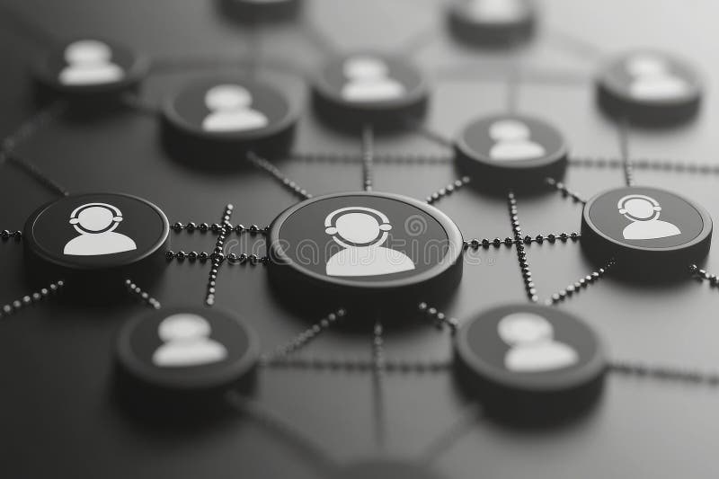 Close Up of Interconnected User Icons in a Network Diagram Symbolizing ...