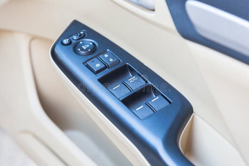 Close Up Interior Control Panel on the Door. Stock Image - Image of ...