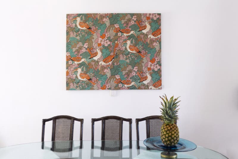 Close Up of Interior Design of Dining Room with Pineapple on the Table ...