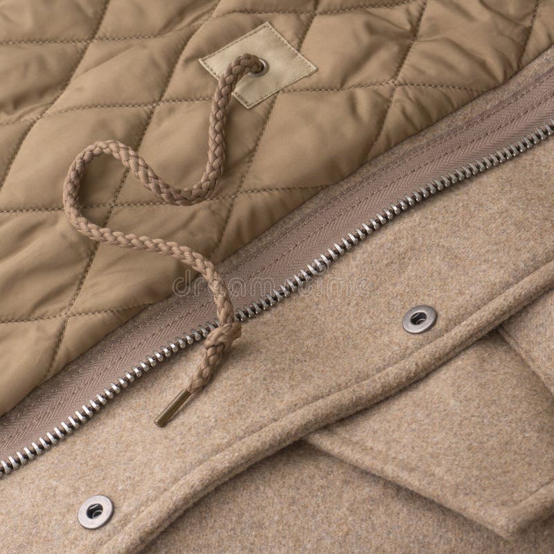 Close-up of Interior Details of a Light Beige Wool Coat Stock Image ...