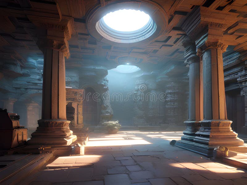 Close Up Interior of Old Building, Ai Generated Stock Illustration ...