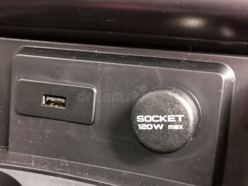 Close Up Interior View of the Car Usb Cable Double Charge. Stock Photo ...