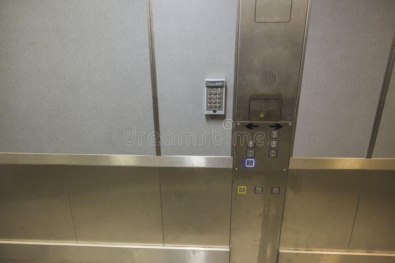 Close Up Interior View of Modern Elevator Digital Control Panel. Stock ...