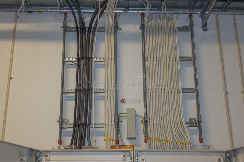 Close-up Interior View of Organized Cable Store Mounted on Wall. Stock ...