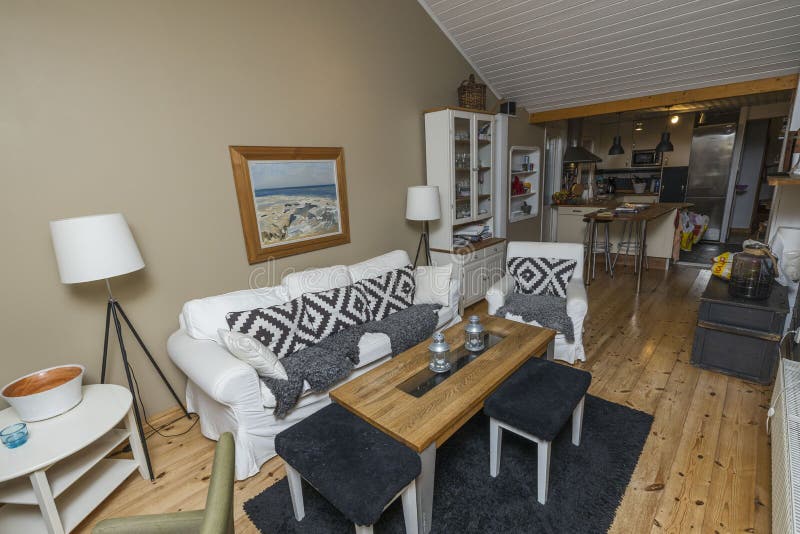 Close Up Interior View of Room and Kitchen of a Private House Stock ...