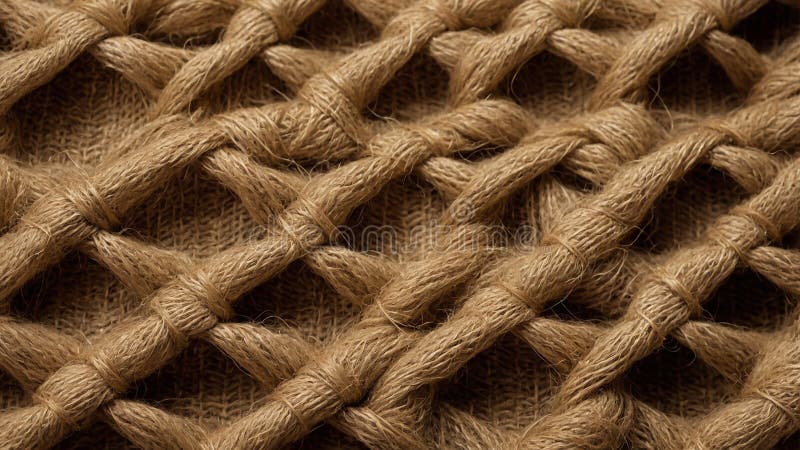 Close-up of Interlaced Natural Fiber Ropes in a Net-like Pattern ...