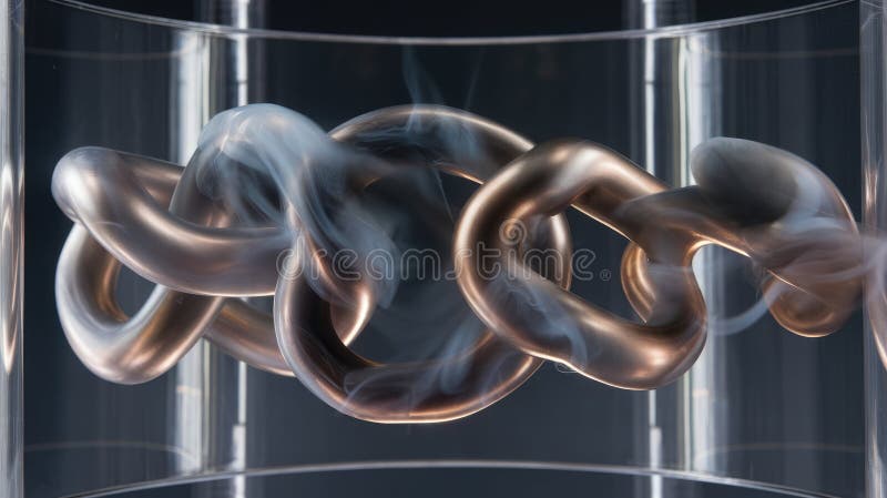 A Close-up of Interlinked Bronze Chains with Smoke Swirling Around Them ...