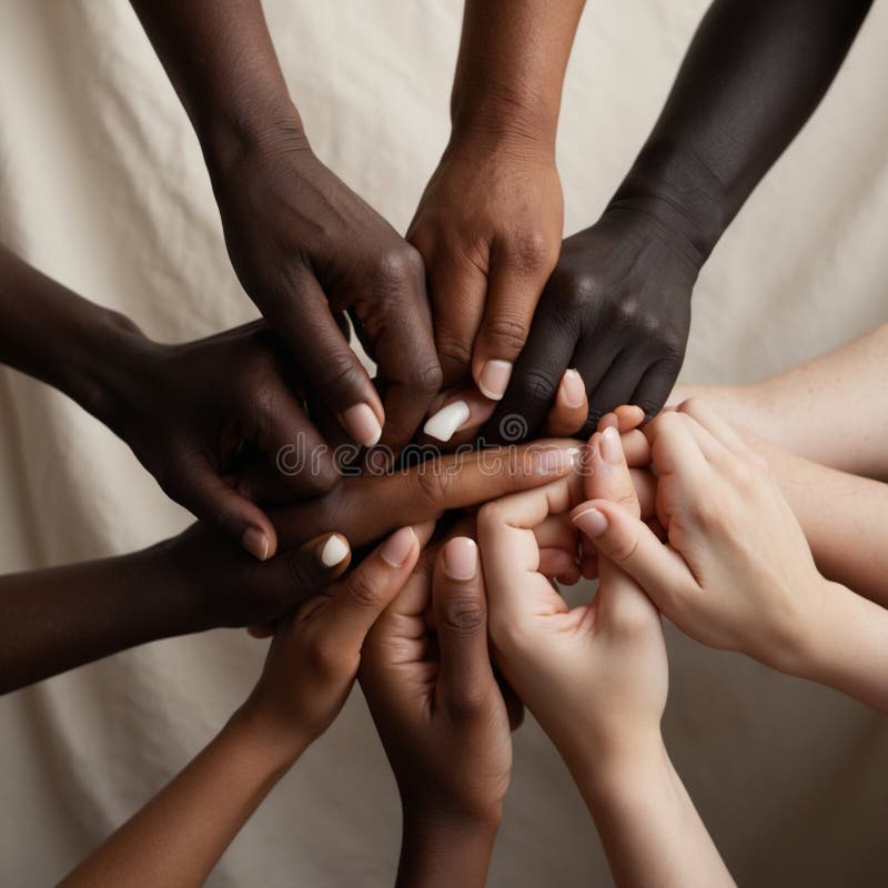 Interlocked Fingers of Diverse Skin Tones Showing Unity Stock ...