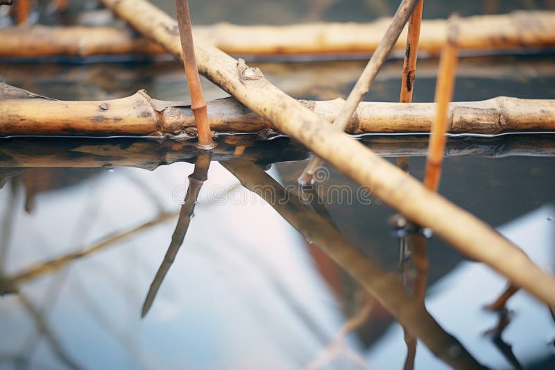 Close-up of Interlocked Sticks in Dam Stock Image - Image of river ...