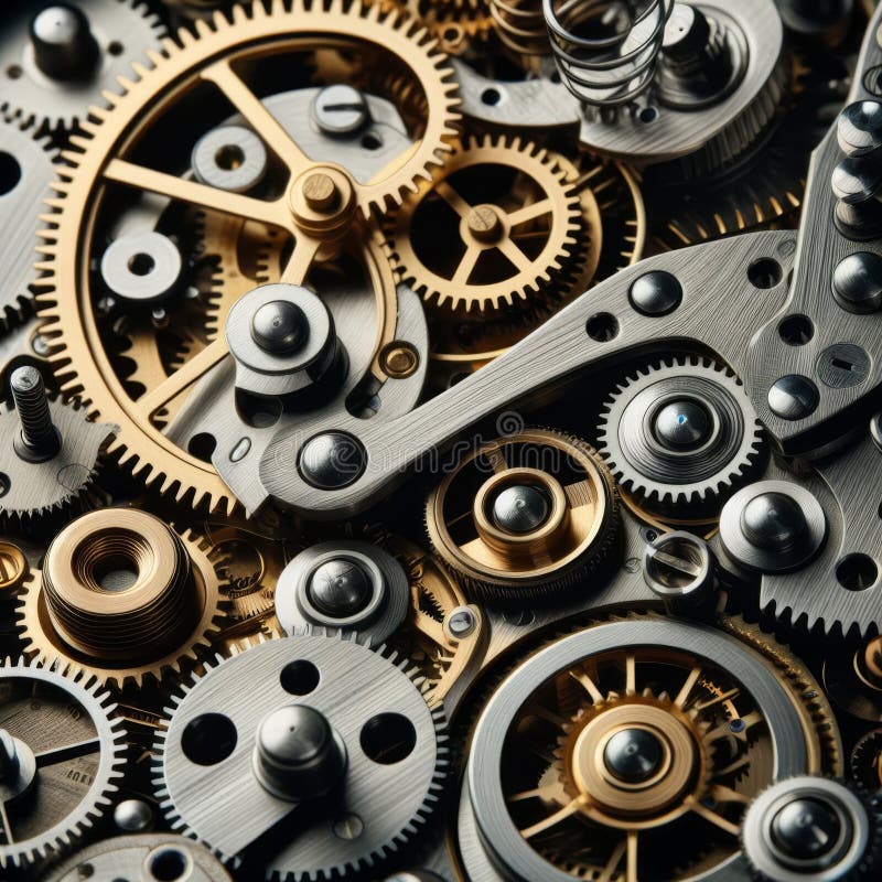 Precision Engineering Close Up Metallic Gold Gears Interlocking ...