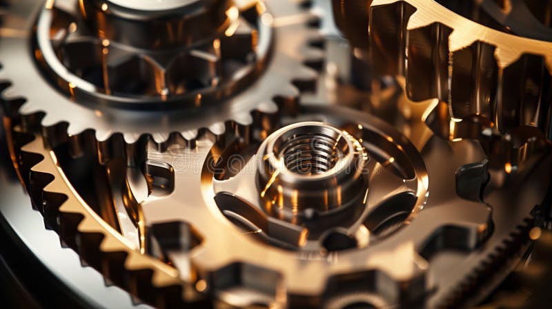 Close-up of Interlocking Gears with Metallic Sheen, Precision Mechanics ...