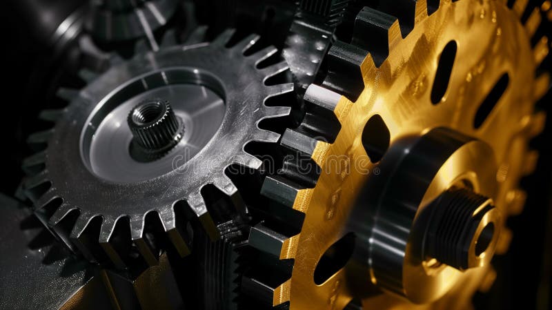 Close-up of Interlocking Gears with Metallic Sheen, Precision Mechanics ...