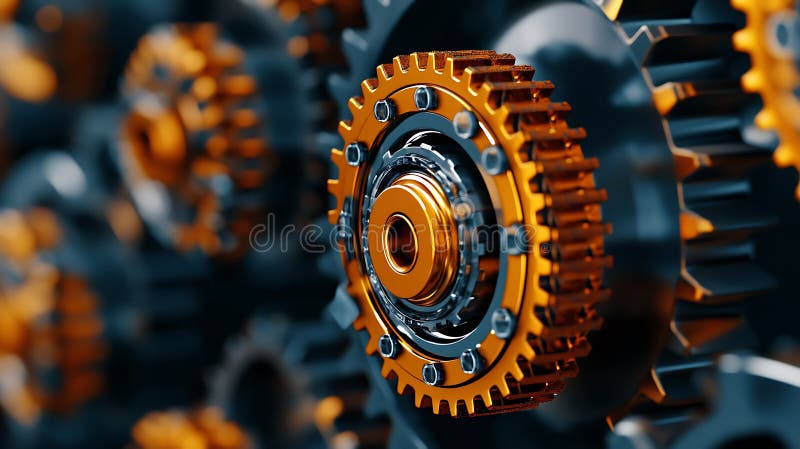 Close Up of Interlocking Gears in Motion Stock Illustration ...