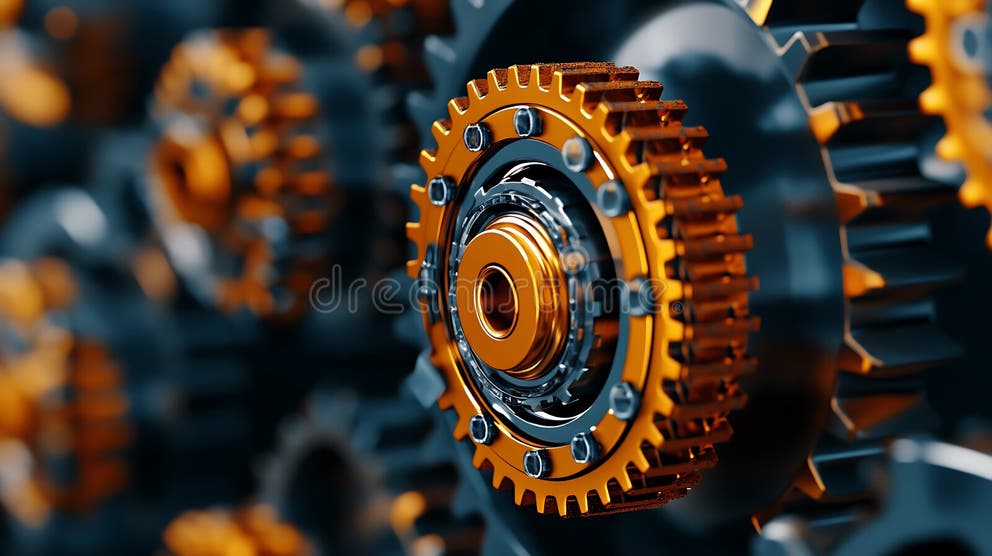 Close Up of Interlocking Gears in Motion Stock Illustration ...