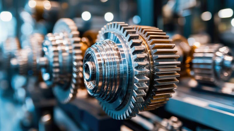 Close-up of Interlocking Gears Rotating Smoothly in Complex Machinery ...