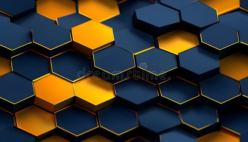 A Close-up of Interlocking Hexagonal Shapes in Navy and Gold Colors ...