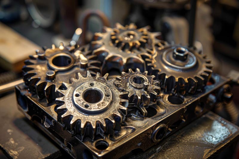 Close Up of Interlocking Industrial Gears Working Together Stock Photo ...