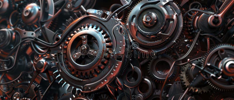 Close-Up of Interlocking Metal Gears in a Complex Machine Stock Photo ...