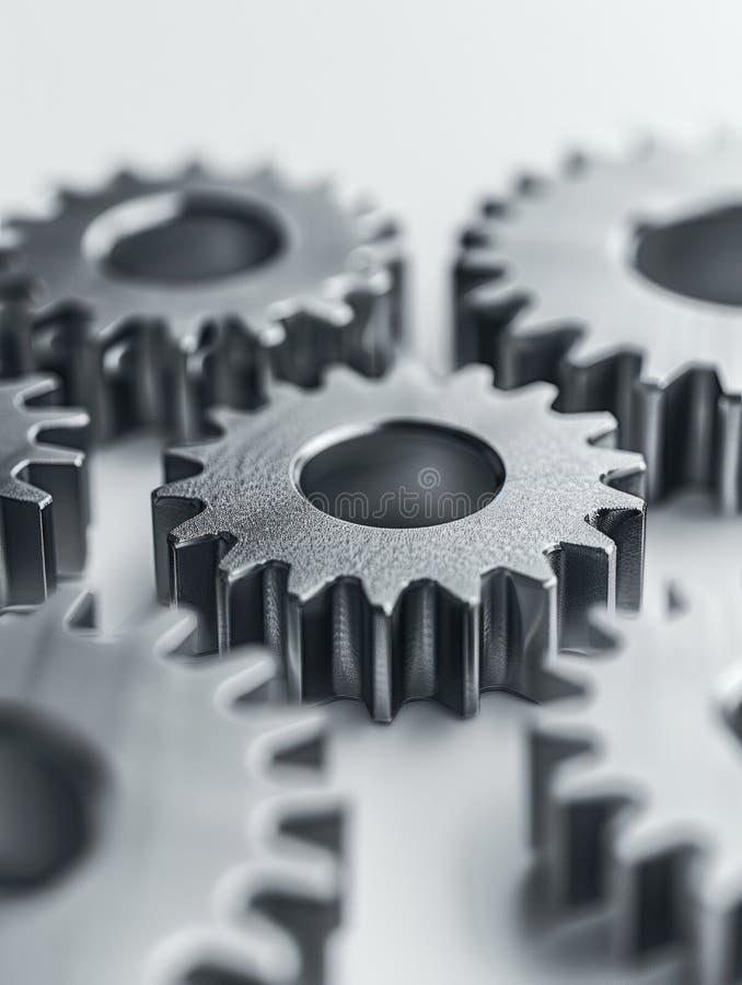 Close-up of Interlocking Metal Gears in a Mechanical Setup. Stock Image ...