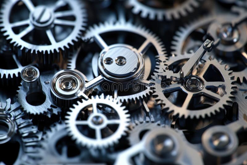 Interlocking Metal Gears Rotating Smoothly in Complex Mechanism Stock ...